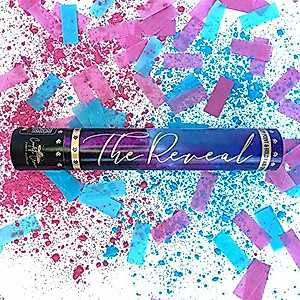 Confetti Crown Baby Gender Reveal Confetti Powder Cannon | 12” [PACK OF 4] 2 Pink & 2 Blue - 100% Biodegradable Confetti & Powder Smoke
