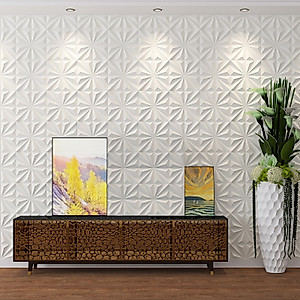 MIX3D Decorative 3D Wall Panels Star Textured PVC Wall Panels for Interior Wall Decor, 12''x12'' White Pack of 33 Tiles Cover 32 Sq. Ft
