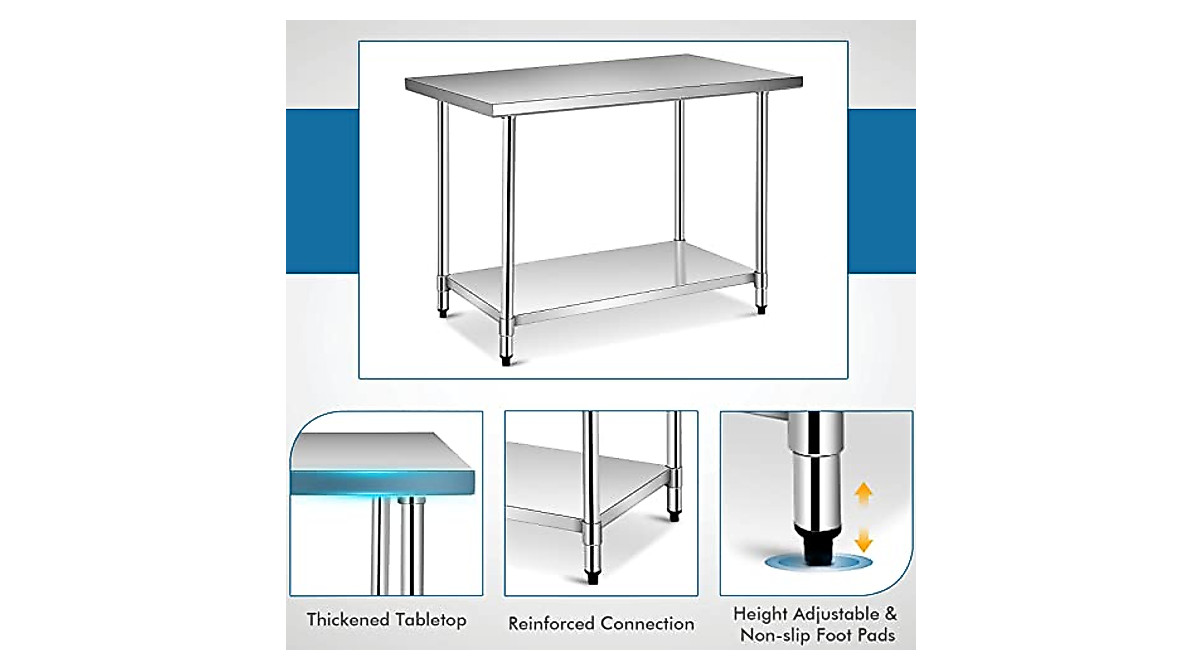 Giantex Stainless Steel Prep Table - 48x30 Inches