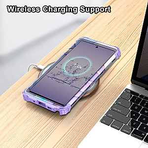 Hekodonk for Samsung Galaxy Note 10 Case,Heavy Duty Shockproof Protection Hard Plastic+Silicone Rubber Hybrid Protective Case for Samsung Galaxy Note 10,Amethyst Purple Marble