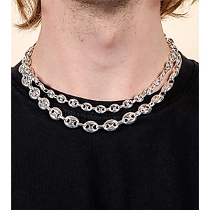 Olive & Chain Silver Puffed Mariner Link Chain Necklace, Style: 6 mm, Size: 18 inch, 925 Sterling Silver, Reflective Surface, Hypoallergenic, Comfortable, Unisex