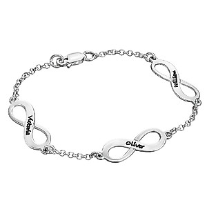 MyNameNecklace Personalized Infinity Name Bracelet - Custom Multiple Infinite Symbol Charms Valentine's Day Jewelry Gift for Mom Wife Mother