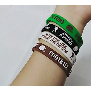 36 PCS Football Motivational Rubber Bracelets - Super Bowl Sports/Football Birthday Party Favors Supplies Decorations Gifts Prize Silicone Wristbands