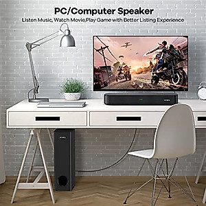 Heymell 2.1CH 160W Soundbar for TV with Subwoofer,Powerful and Clear Bass, Clear Voice, No Background Noise,DSP 3D Surround Sound Bar,TV Soundbar HDMI ARC Optical,HDMI Cable (Included)