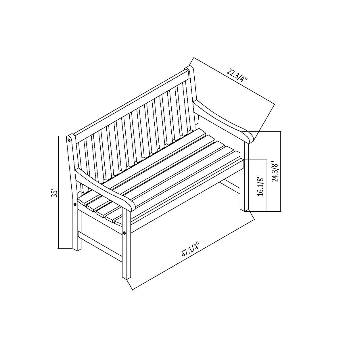 Amazonia Milano 4-Feet Patio Bench | Eucalyptus Wood | Ideal for Outdoors and Indoors, Light Brown