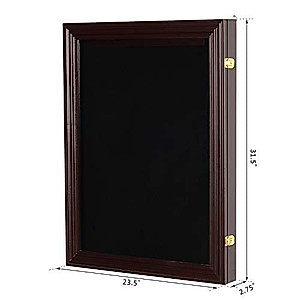 HOMCOM 24" x 32" Jersey Frame Display Case, UV-Resistant Jersey Shadow Box with 2 Keys, Hanger, Cherry Brown