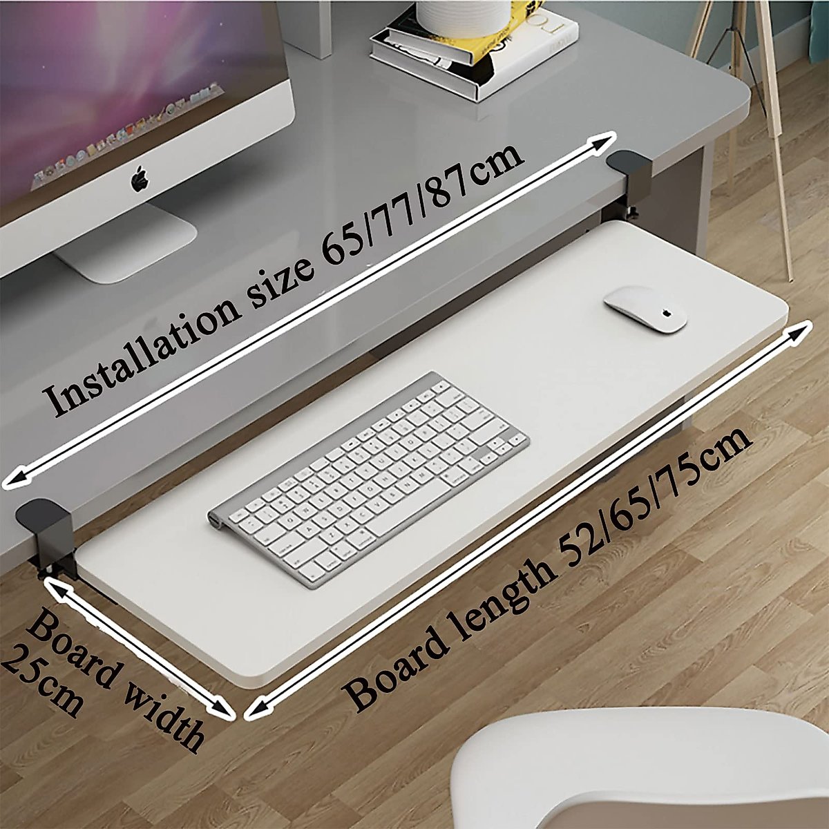 Keyboard Tray Under Desk, Pull Out Keyboard Tray with C Clamp, Computer Drawer for Typing, Ergonomic Desk Computer Keyboard Stand, Perfect for Home or Office