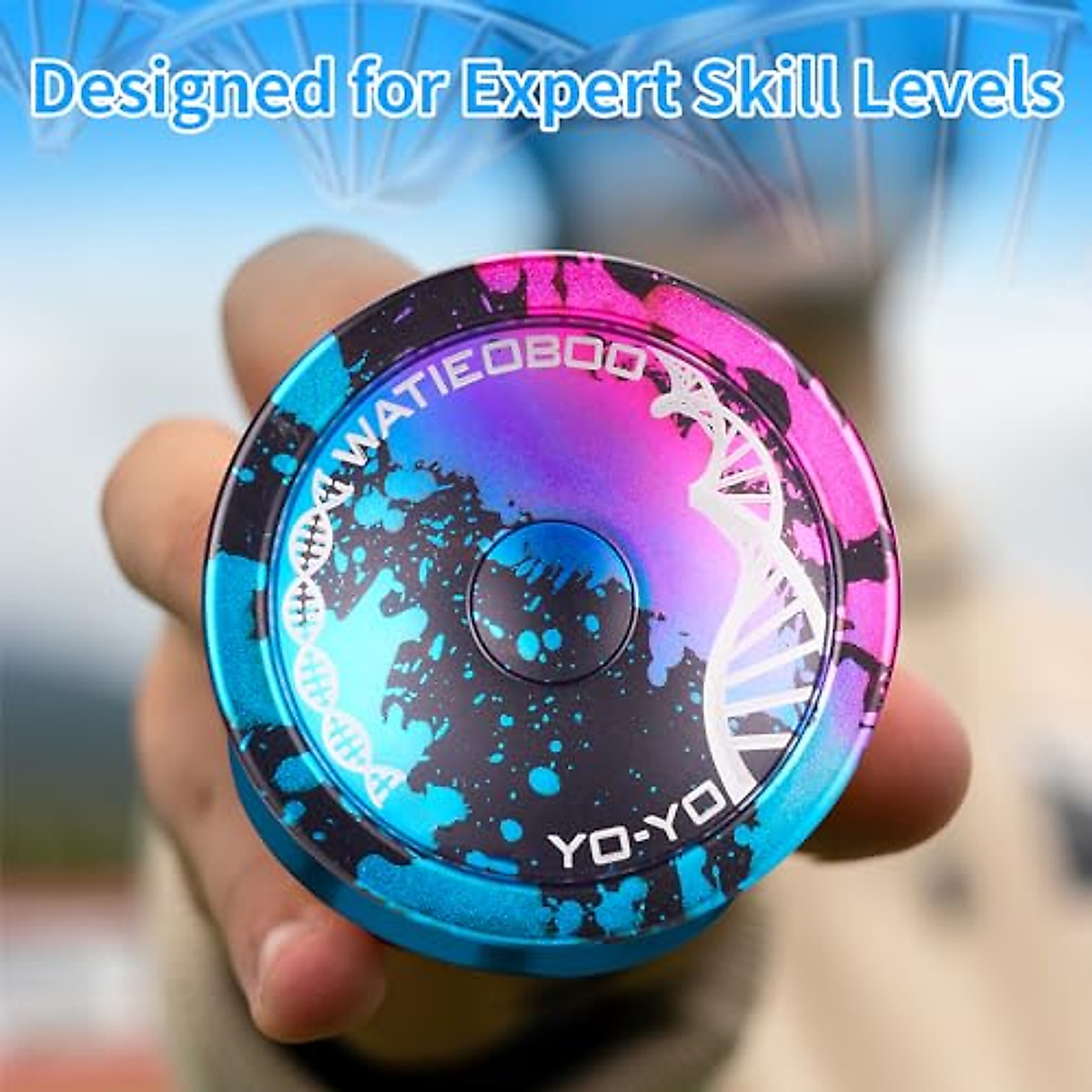 WATIEOBOO yoyo Professional Responsive Yoyo Bearing for Kids 8-12 Beginner Unresponsive Yo yo Bearing for Fingerspin yoyos Tricks with Yoyo Accessories-Dark Blue Pink