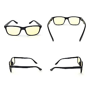 J+S Vision Blue Light Shield Computer Reading/Gaming Glasses - 0.0 Magnification - Anti Blue Light 100% UV Protection Low Color Distortion, Classic Black Frame - Essential Gaming Gear