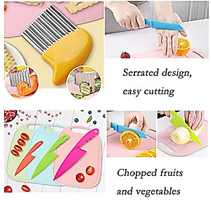 Kasiden Wooden Kids Knife for Cooking,6 Pieces Kid Safe Knives,Serrated Edges Toddler Knife,Potato Slicers Cooking Knives,Kitchen Toy,Chopper,Vegetable and Fruit Cutter (Over 3 Years Old)