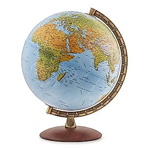 Waypoint Geographic Lugano Globe, 12" Illuminated Blue Ocean-Style Globe, Up-to-Date Globe, Reference Globe, Decorative World Globe For Home and Office Decor