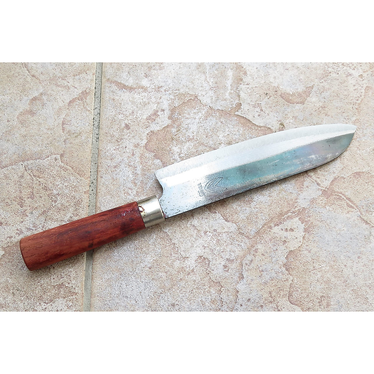 Crude - 7 Inch Japanese Santoku Chef Knife, Carbon Steel, Forged !