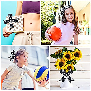 4 Rolls 20 Yards Volleyball Ribbons Glitter Volleyball Decorations Sports Ribbons for Crafts Team Ribbons Grosgrain 7/8-Inch Volleyball Ribbon for Hair Bows Sports,0.88 Inch (Black, White)