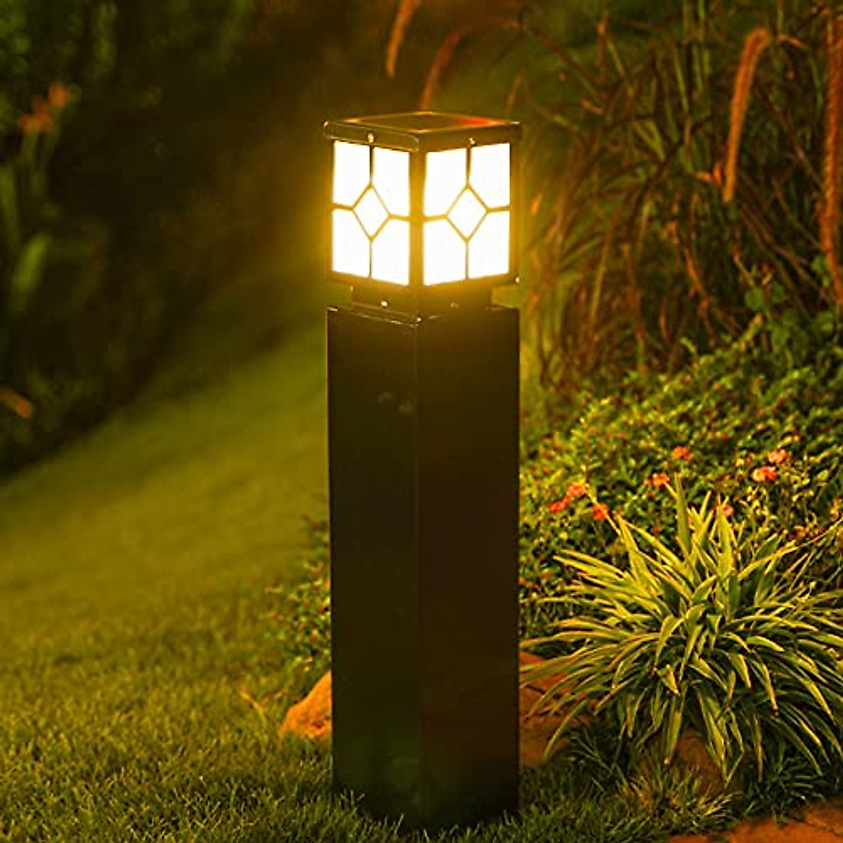 MADBLR7 High Pole Lamp Outdoor Antique Rustproof Pillar Lamp Glass Bollard Post Lantern European Aluminum Bollard Light Waterproof Courtyard Pathway Landscape Stigma Lantern