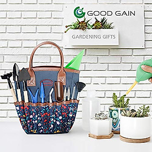 G GOOD GAIN Garden Succulent Kit with Organizer Bag, Indoor Mini Hand Gardening Tool Set, 14 Pieces Tools for Bonsai Planter Miniature Fairy Planting Care.(Blue)