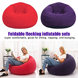 Beanless Bag Inflatable Chair, Air Sofa Outdoor Inflatable Lazy Sofa Chair, Washable Couch Bean Bag Chair Folding,for Organizing Plush Toys Or Memory Foam--Red