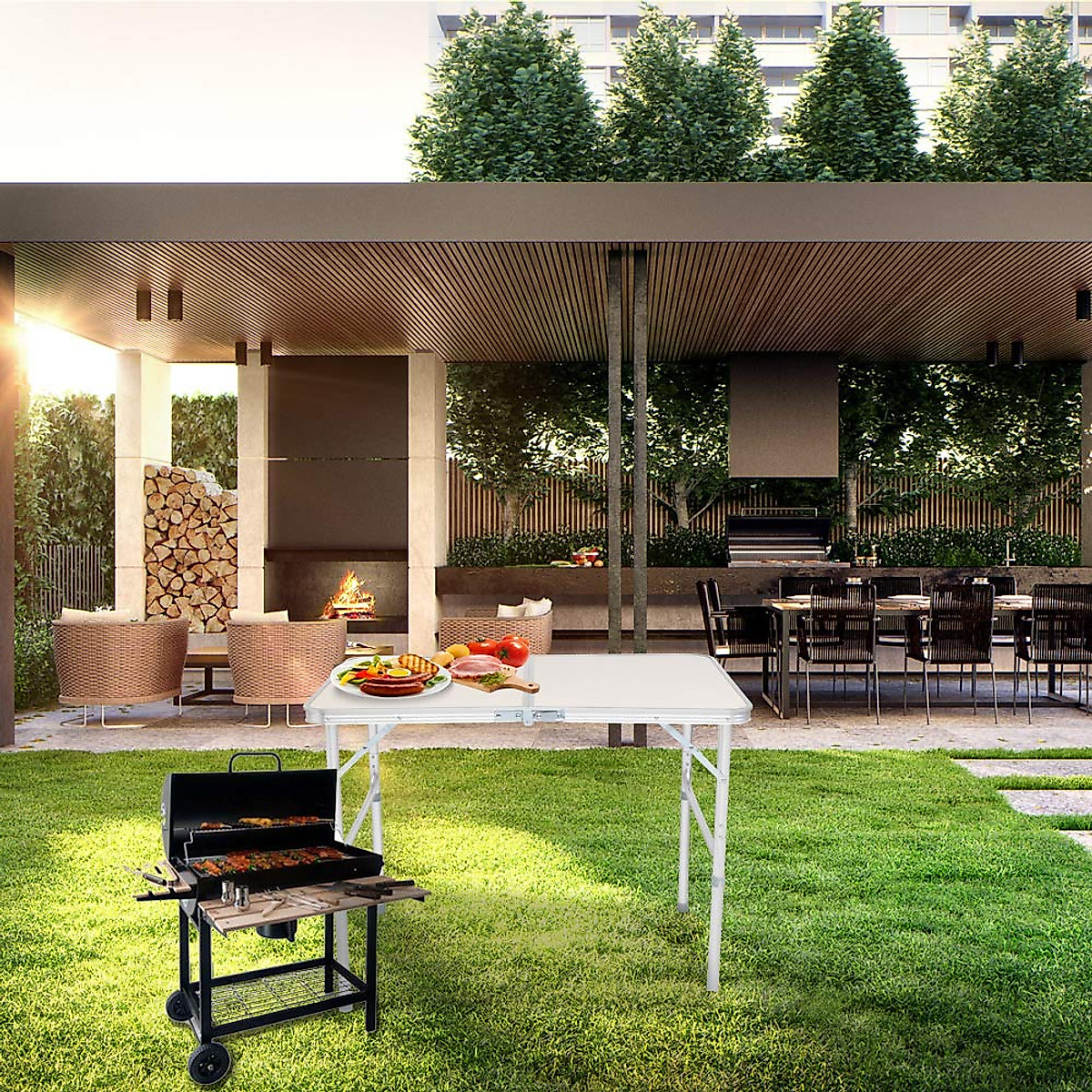 Aluminum Alloy Folding Table,Multipurpose Portable Aluminum Alloy Folding Table (90 x 60 x 70cm)