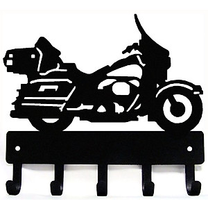 The Metal Peddler Touring Motorcycle Motorbike #3 - Key Rack Holder for Wall - 9 inch Wide - Made in USA
