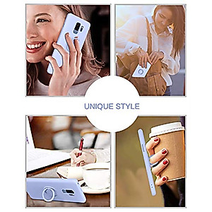 KANGYA Samsung Galaxy S9 Plus Case, Slim Silicone | Kickstand with 360° Ring Holder | Support Car Mount Samsung Galaxy S9+ Plus 6.2" Phone Case Cover for Girls Women, Purple