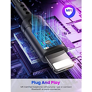 iMangoo for Apple Headphones Magnetic HiFi Stereo Bass Wired Earbuds MFi Certified Headset Lightning Earphones with Microphone Volume Control for iPhone 14 Plus 13 Pro Max 12 Mini 11 10 XS XR Purple