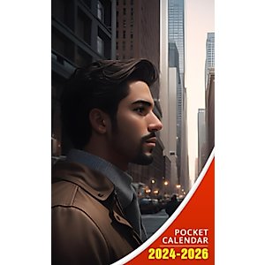 Pocket Calendar 2024 - 2026 With Moon Phase: Three-Year Monthly Planner for Purse , 36 Months from January 2024 to December 2026 | Philadelphia USA city | Imagined as a man
