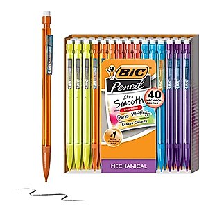 BIC Xtra-Smooth Mechanical Pencils with Erasers, Bright Edition Medium Point (0.7mm), 40-Count Pack, Bulk Mechanical Pencils for School or Office Supplies