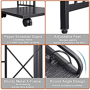 Printer Stand with Storage & Charging Station, Under Desk Printer Stand for Home Office, 3-Tier Printer Table for Home Office with Rolling Shredder Stand, Printer Stand with File Cabinet, Black
