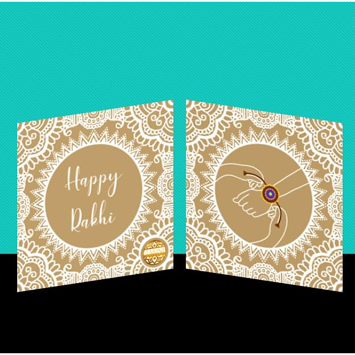 Tarini Gallery Set of 5 Rakhi for Brother Bhabhi and Bhatija Bhai Bhaiya Raksha Bandhan gift Rakhi Thread Rakhi with Roli Chawal and Greeting card gift pack in pouch/Potli bag (Set-2)
