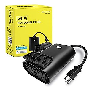 Minoston Outdoor Smart Plug 2 Sockets, Heavy Duty Wi-Fi Outdoor Outlet, No Hub Required for Outdoor and Indoor, Compatible with Alexa and Google Assistant, Smart Life APP in 2.4GHz Network only(MP23W)