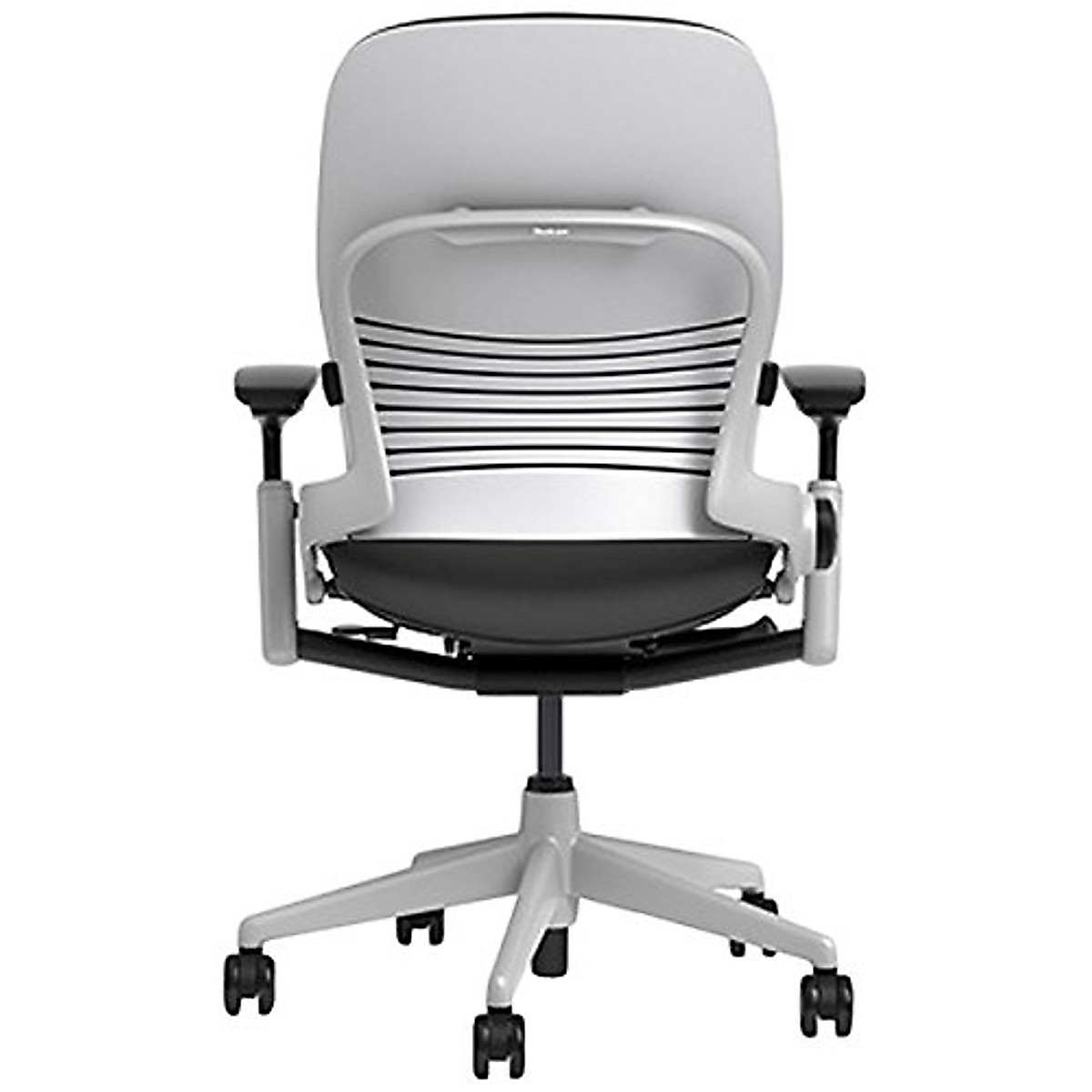 Steelcase Leap Chair with Platinum Base & Hard Floor Caster, Black 21.75D x 27W x 38.5H Inch