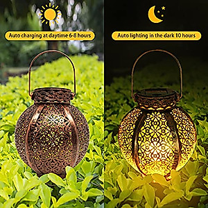 ZC GEL Solar Lanterns Outdoor Waterproof 2 Pack, Hanging Solar Lights Metal Retro Solar Lantern Outdoor Decorative for Garden, Patio, Courtyard, Party