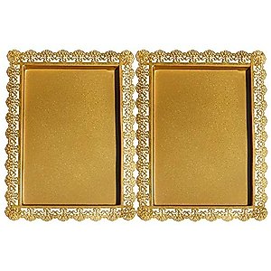 Set of 2 Rectangle Cupcake Stand Iron Cake Holder Dessert Candy Display for Wedding Birthday Party Baby Shower Bar Gold