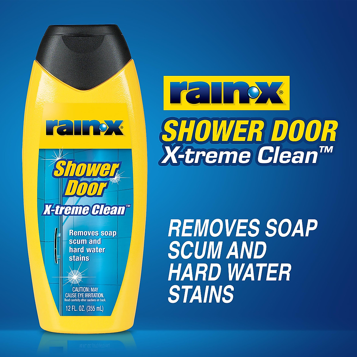 Rain-X 630035 X-Treme Clean Shower Door Cleaner, 12 Fl. Oz, Formulated To Clean Glass Shower Doors - Easy To Use, Removes Soap Scum, Dirt, Hard Water Build-up, Calcium, Lime And Rust Stains