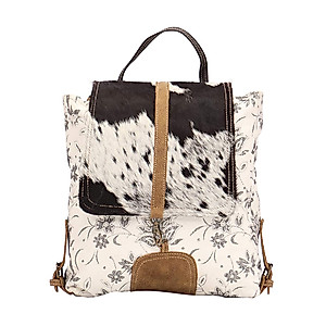 Myra Bag Bloom Bleach Upcycled Canvas & Cowhide Backpack S-1504