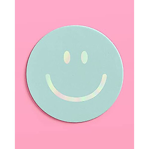 xo, Fetti Smile Pastel Party Drink Coasters - 16 pcs - Iridescent Foil | Happy Pastel Birthday Party Decorations, Cute Bachelorette Party, Cool Cocktail Disposable Coaster