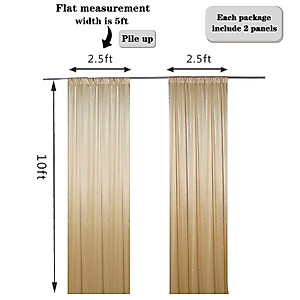 SweetEasy 2pcs 5ftx10ft Wedding Backdrop Curtains for Parties Birthday Baby Shower Bridal Home Party Festival Engagement Arch Party Stage Decorations Photography(Champagne)