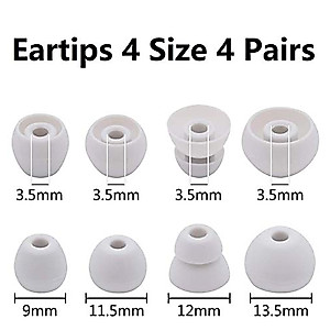 Zotech Replacement Earpads Eartips Earbuds Ear Hooks for Urbeats BeatsX Beats Tour. Soft Wing Tips 2 Size 2 Pairs & Ear Tips 4 Size 4 Pairs (White)