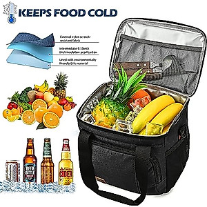 MIYCOO Insulated Lunch Bags for Men Women Lunch Bags Large Lunch Box Leakproof Soft Cooler Tote Bag (Black, 12L)