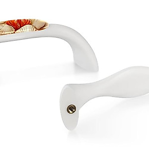 RODAILYCAY Shell 4 Packs Kitchen Drawer Pulls, Crystal Glass Cabinet Handles Pulls, Cupboard Door Knobs, Kitchen Hardware Pulls for Dresser Drawers