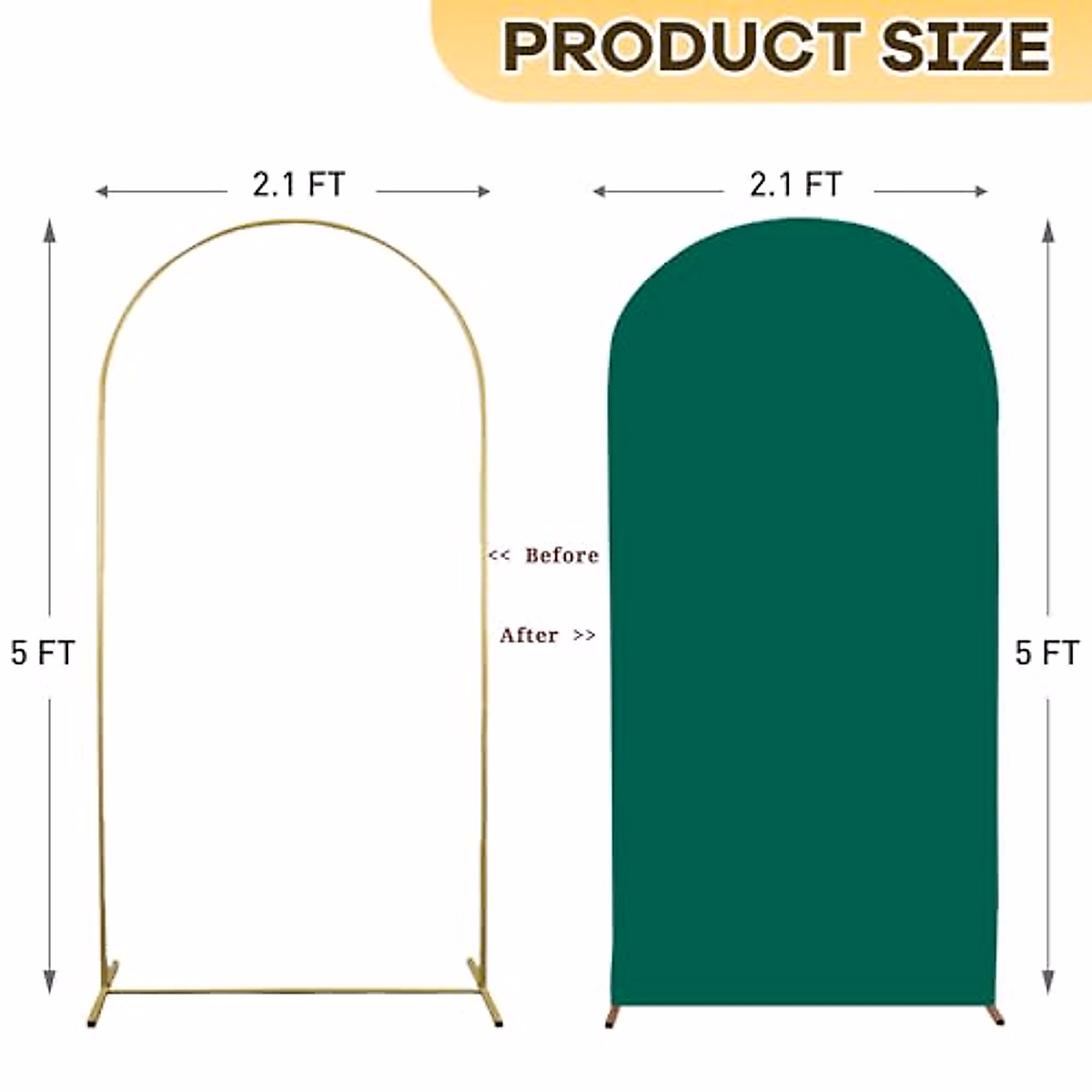ROMANKAS Hunter Green Arch Cover Wedding Backdrop Cover Spandex Arch Stand Cover 5ft Chiara Arch Covers Stretchy Backdrop Small Balloon Arch Frame Cover for Birthday Party Ceremony Arch Decoration
