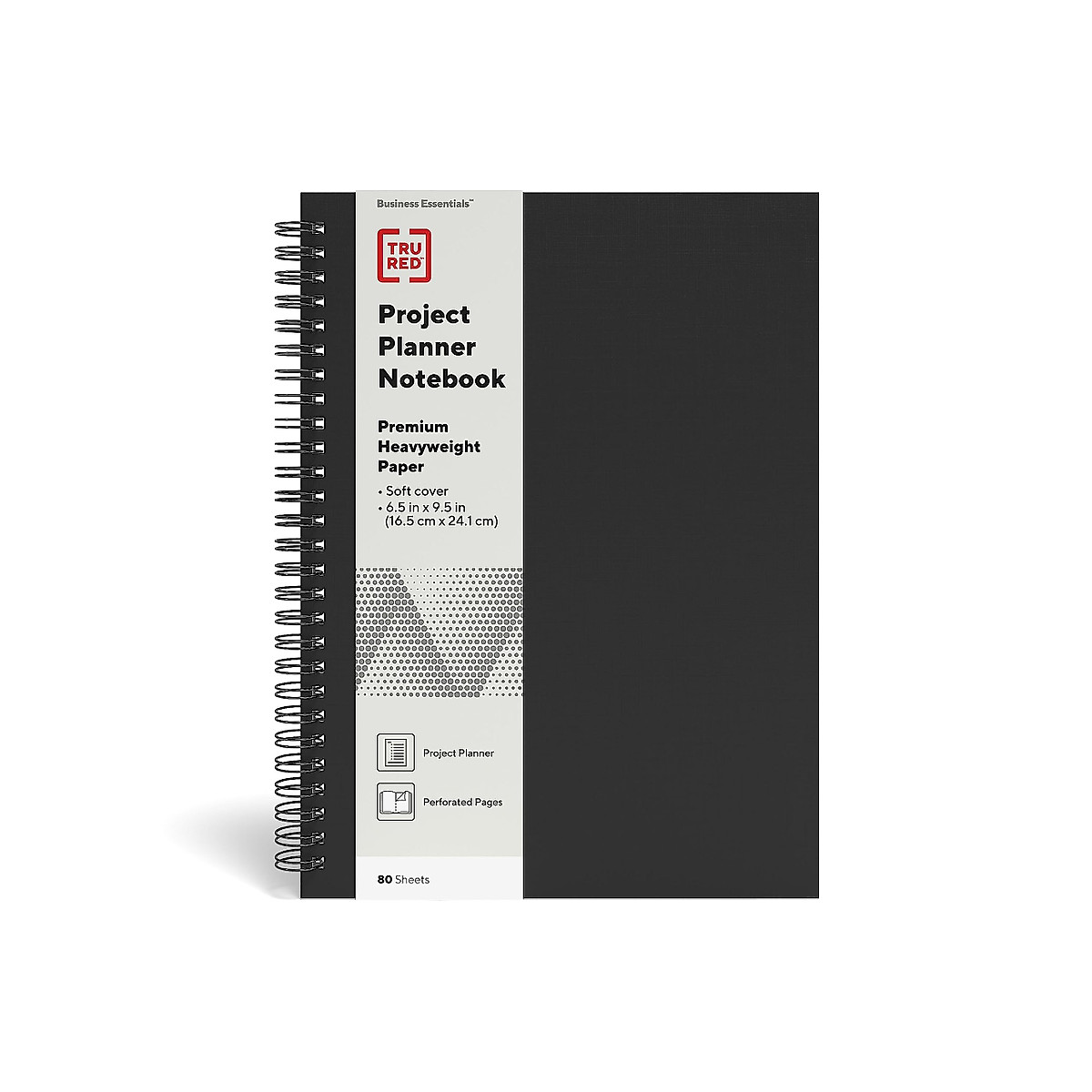 TRU RED Medium Soft Cover Project Planner Notebook, Black, 3/Pack (TR54989VS)