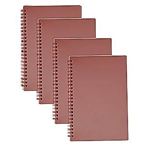 Yansanido Red Cover Spiral Notebook, 4 Pcs A5 Thick Plastic Hardcover 8mm Ruled 80 Sheets -160 Pages Journals for Study and Notes (Ruled-4pcs Wine Red, A5)