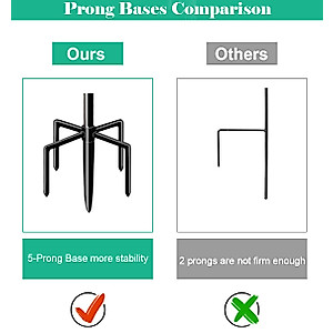 Fandature 76 Inch Tall Outdoor Shepherds Hook with 5 Prong Base, Adjustable Bird Feeder Pole Hanger for Hanging Outside Birdfeeders, Plant Baskets, Lanterns, Wedding Decor