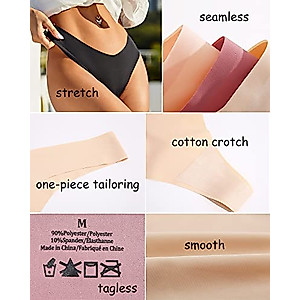 ALL OF ME Seamless Thongs for Women No Show Panties V-waisted Stretch Breathable Sexy Thong Underwear 9 Pack XS-L