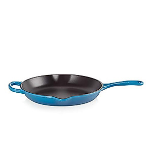 Le Creuset Enameled Cast Iron Signature Iron Handle Skillet, 10.25" (1-3/4 qt.), Marseille & Silicone French Trivet, 8", Marseille
