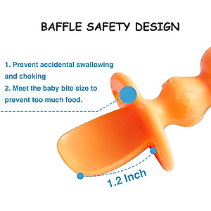 HEYTUYA 4 Pack Silicone Baby Spoons Self Feeding 6+ Months, Infant Toddler Utensils for Baby Led Weaning, First Stage Self Feeding Supplies Chewable Utensils, Grey, Blue, Light Red, Orange