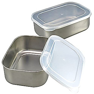 Shimomura Kihan 38871 Tsubame Sanjo Bat Storage Container with Lid, Deep Type, Set of 2, Stainless Steel, Square, 22.0 fl oz (650 ml), Made in Japan