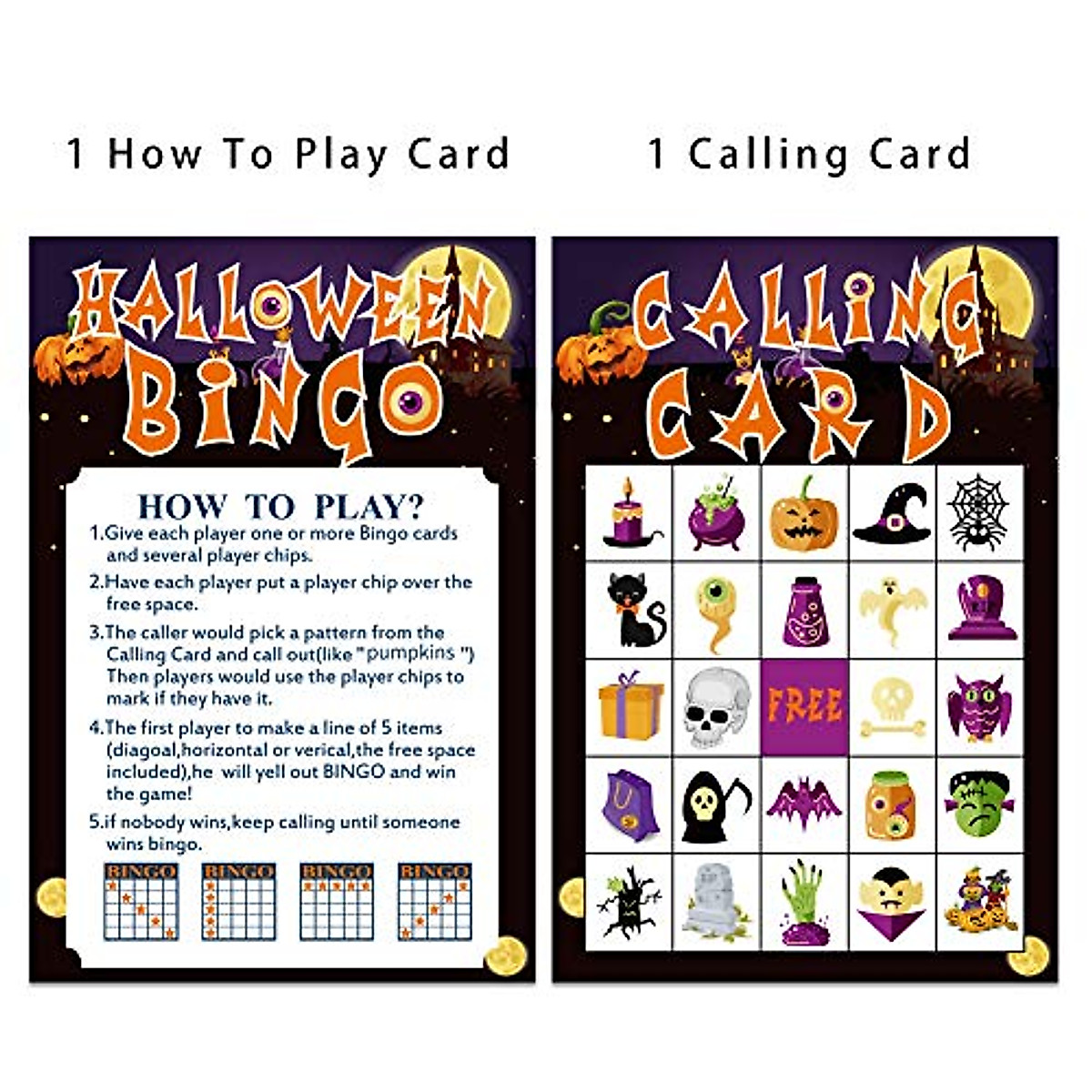Hohomark Halloween Bingo Game Cards 26 Players Halloween Bingo Game for Kids Adults Halloween Party Favors Supplies for Home Family School Classroom Activities