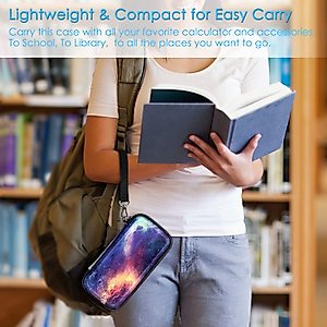 Graphing Calculator Carrying Case for TI-84 Plus CE, Fintie Hard EVA Shockproof Protective Box for TI-84 Plus/TI-83 Plus CE/Casio fx-9750GII (Galaxy)