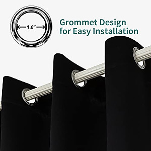 Pickluc Grommet Blackout Curtain for Living Room, Light Blocking Drapes, Thermal Insulated, Noise Reduction, 52 Inches Wide x 96 Inches Long, Black, 2 Panels